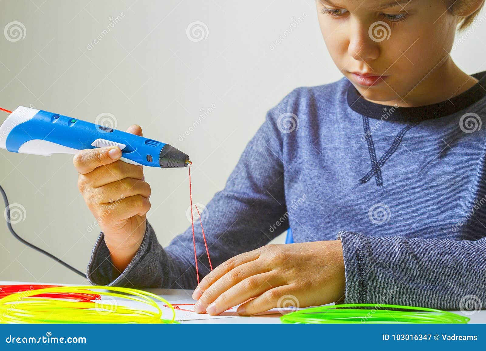 Focused Child Creating with 3d Printing Pen Stock Image - Image of ...