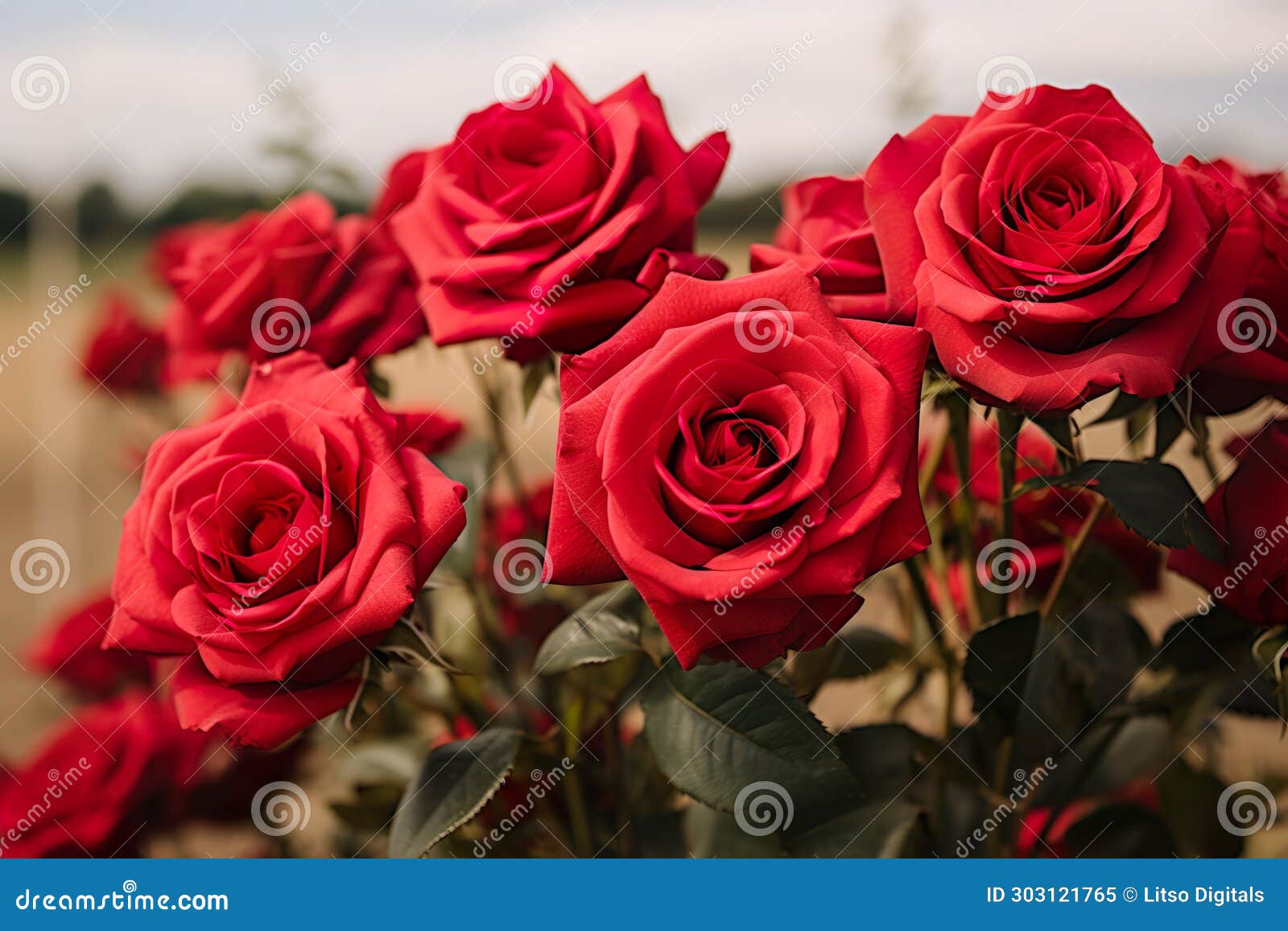 Focused Close-up of Red Roses Generative Ai Stock Illustration ...