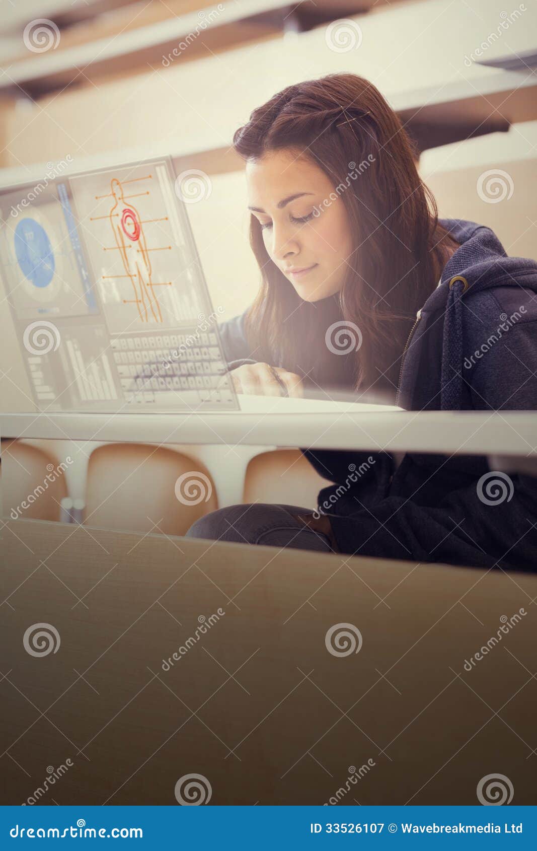 Focused College Student Working on Her Digital Laptop Stock Image ...