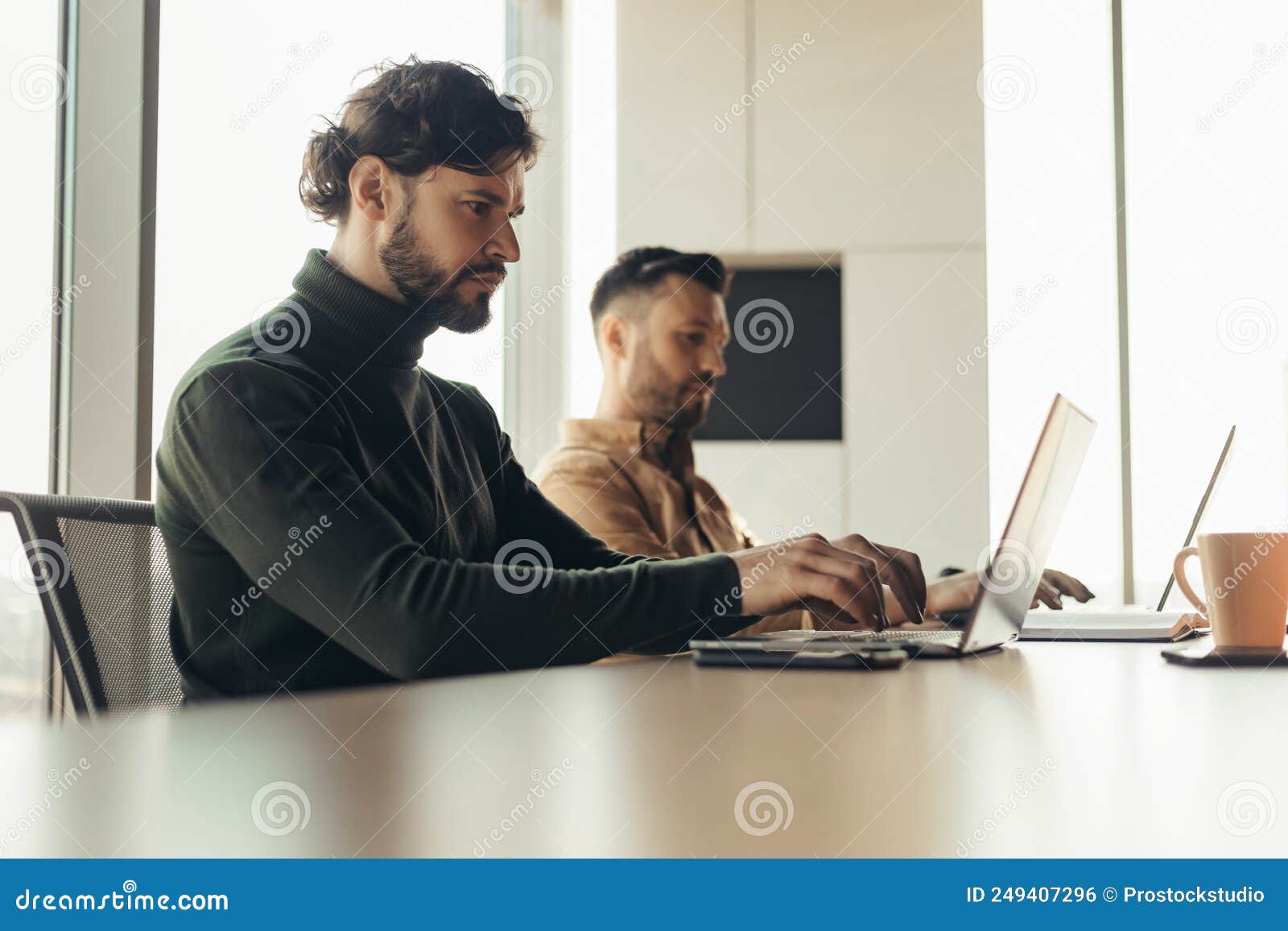 Focused Company Employees Using Laptops, Working with Pc Devices at ...