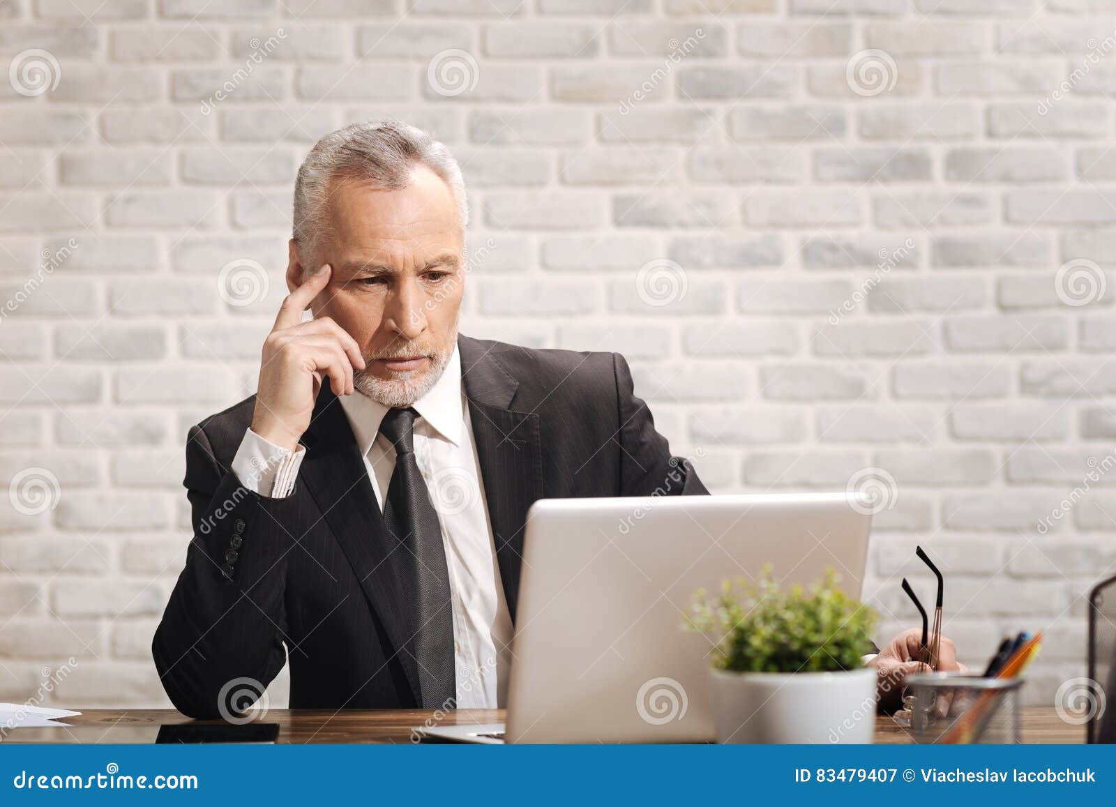 Focused Corporate Executive Perusing Data Stock Image - Image of older ...