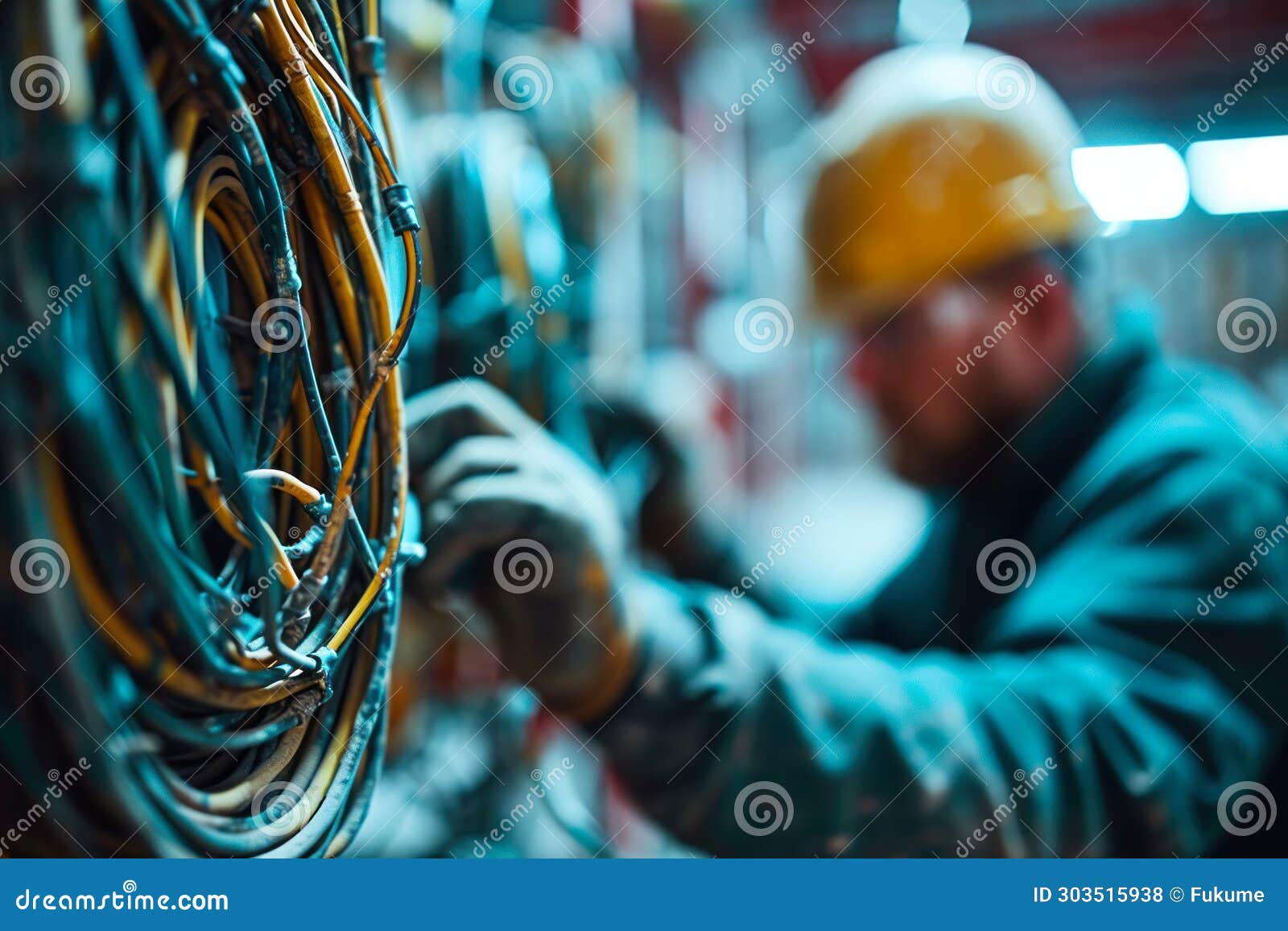 Focused Electrician Working on Complex Wiring. Stock Photo - Image of ...