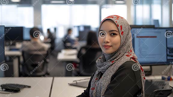 Focused Female Programmer in Modern Office Setting Stock Illustration ... Focused Female Programmer in Modern Office Setting Stock Illustration ...