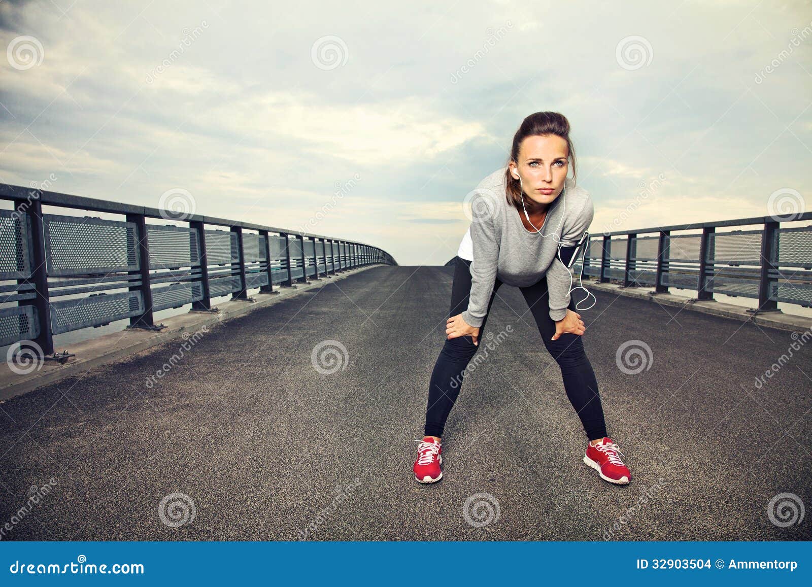Focused Female Runner Resting Stock Photo - Image of female, running ...