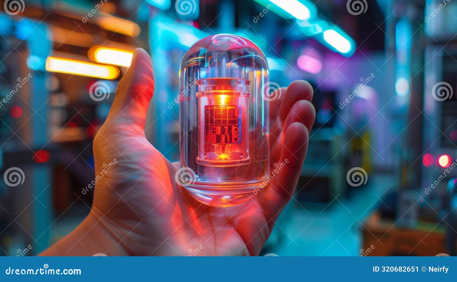 A Scientist in a Lab Conducting an Experiment with a Fluorescent Sample ...