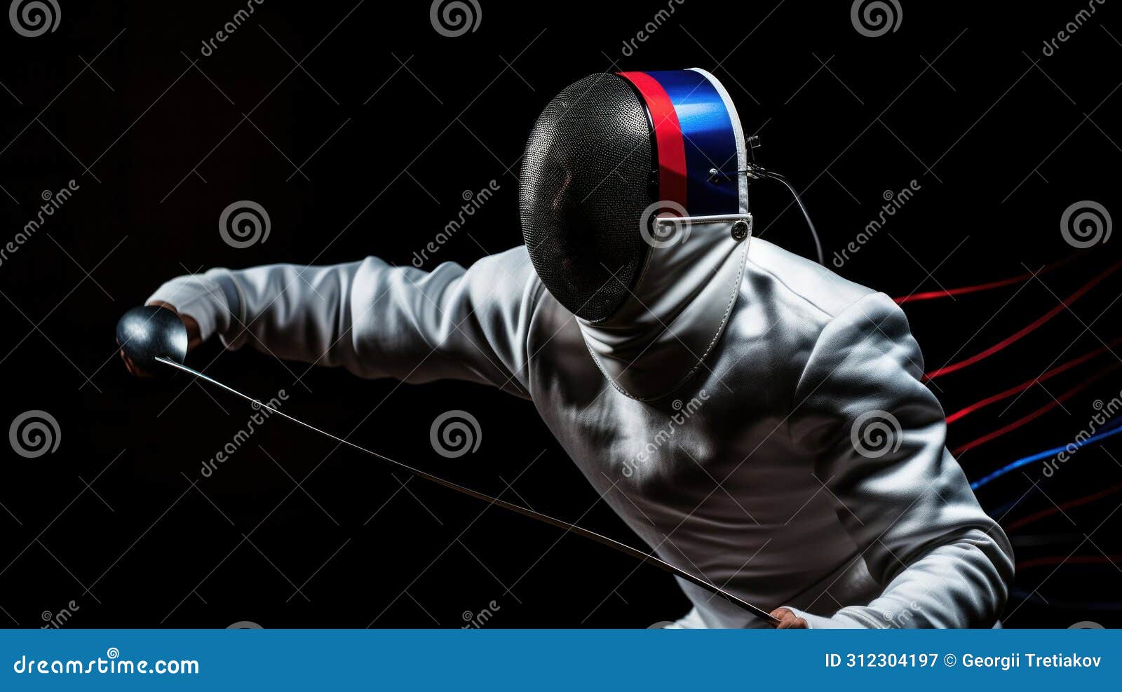 Fencer in Mask with Epee in Dynamic Pose Stock Illustration ...