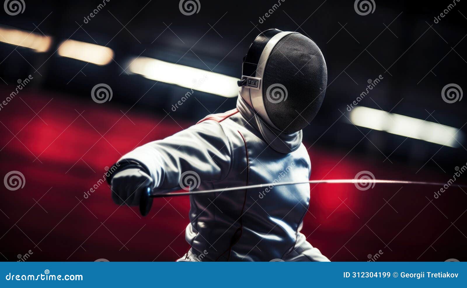 Fencer in Mask with Epee in Dynamic Pose Stock Illustration ...