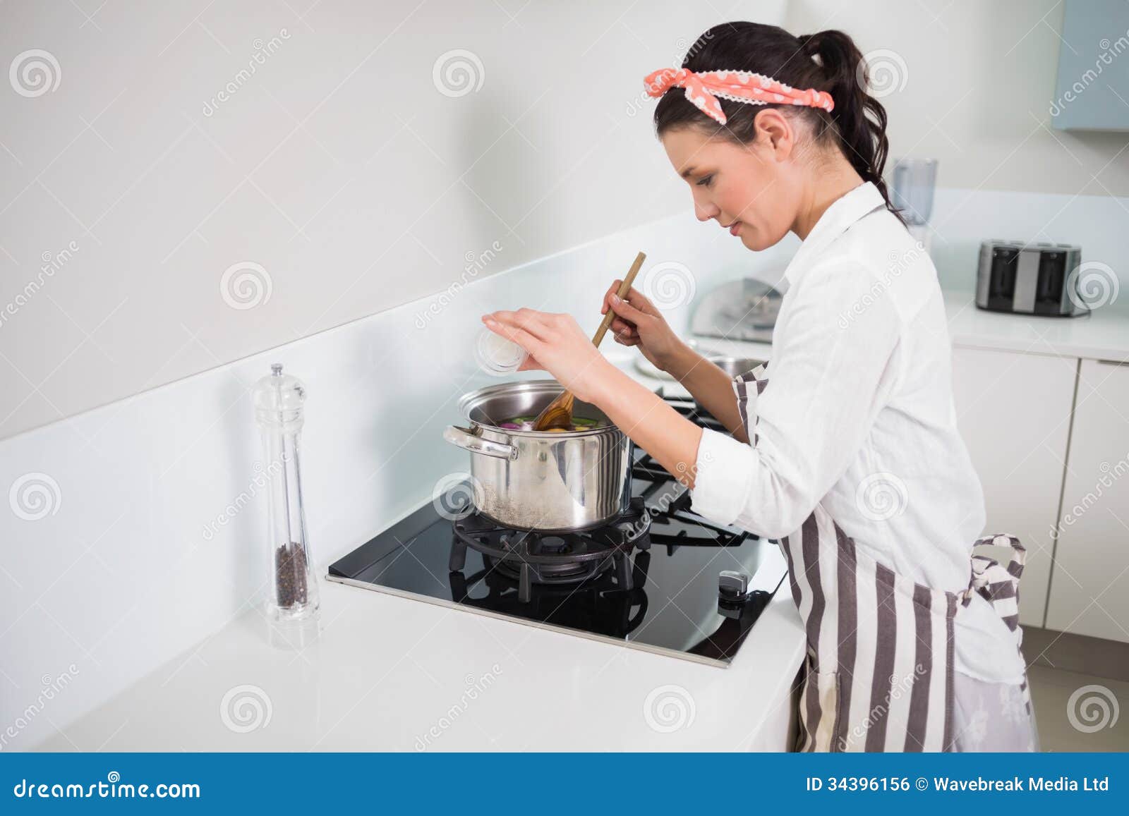 Focused Gorgeous Cook Mixing Vegetables Stock Photo - Image of kitchen ...