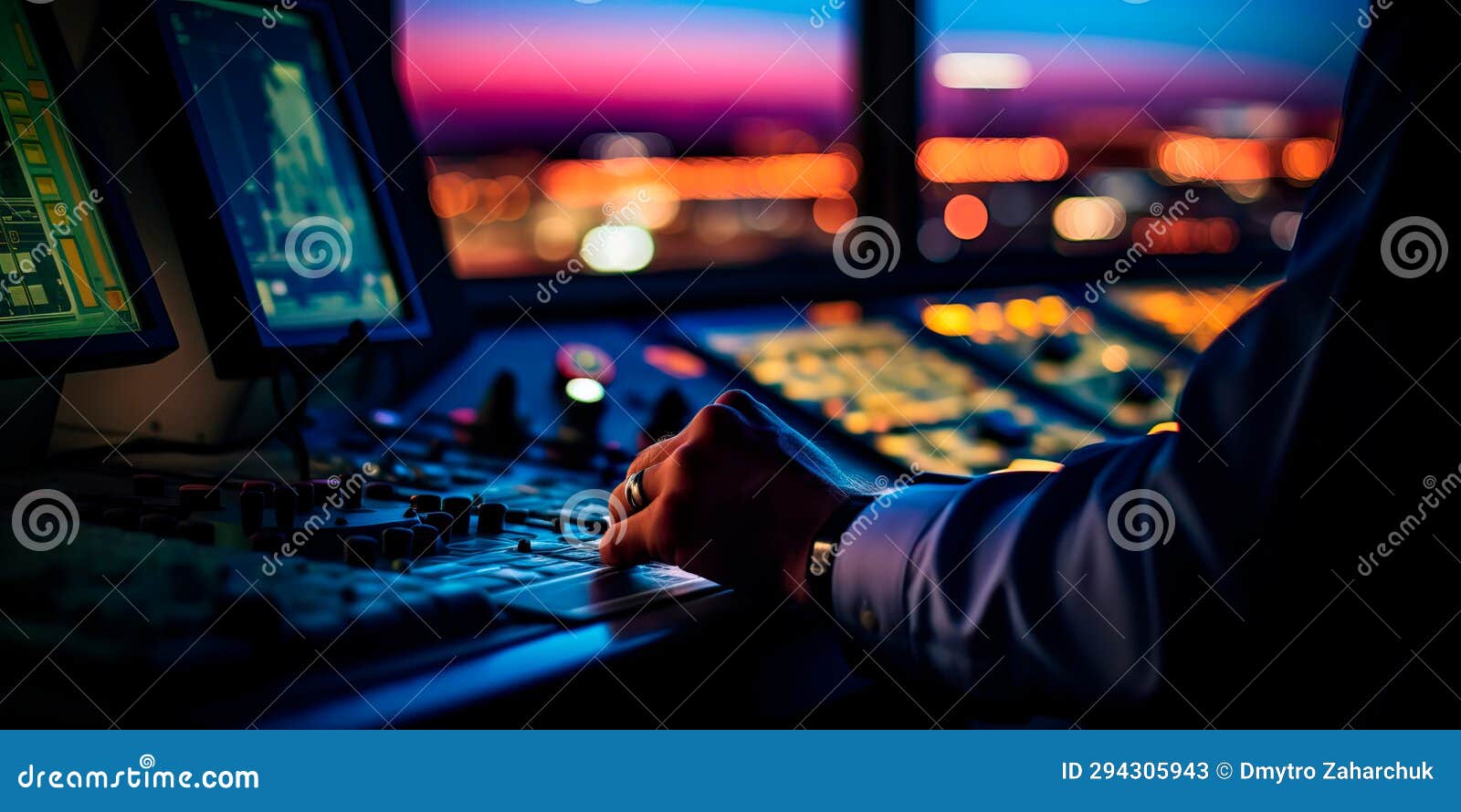 Focused Hands of an Air Traffic Controller As they Guide Aircraft on ...