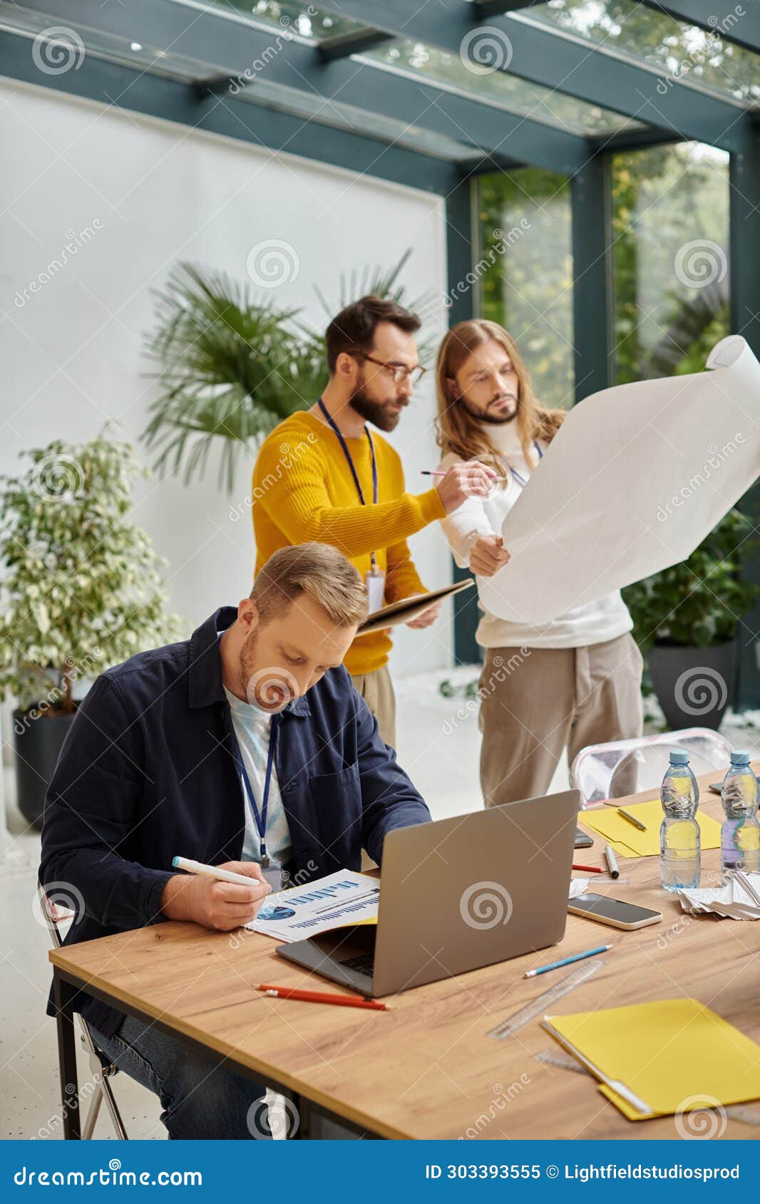 Focused Handsome Architects Discussing Their Startup Stock Image ...