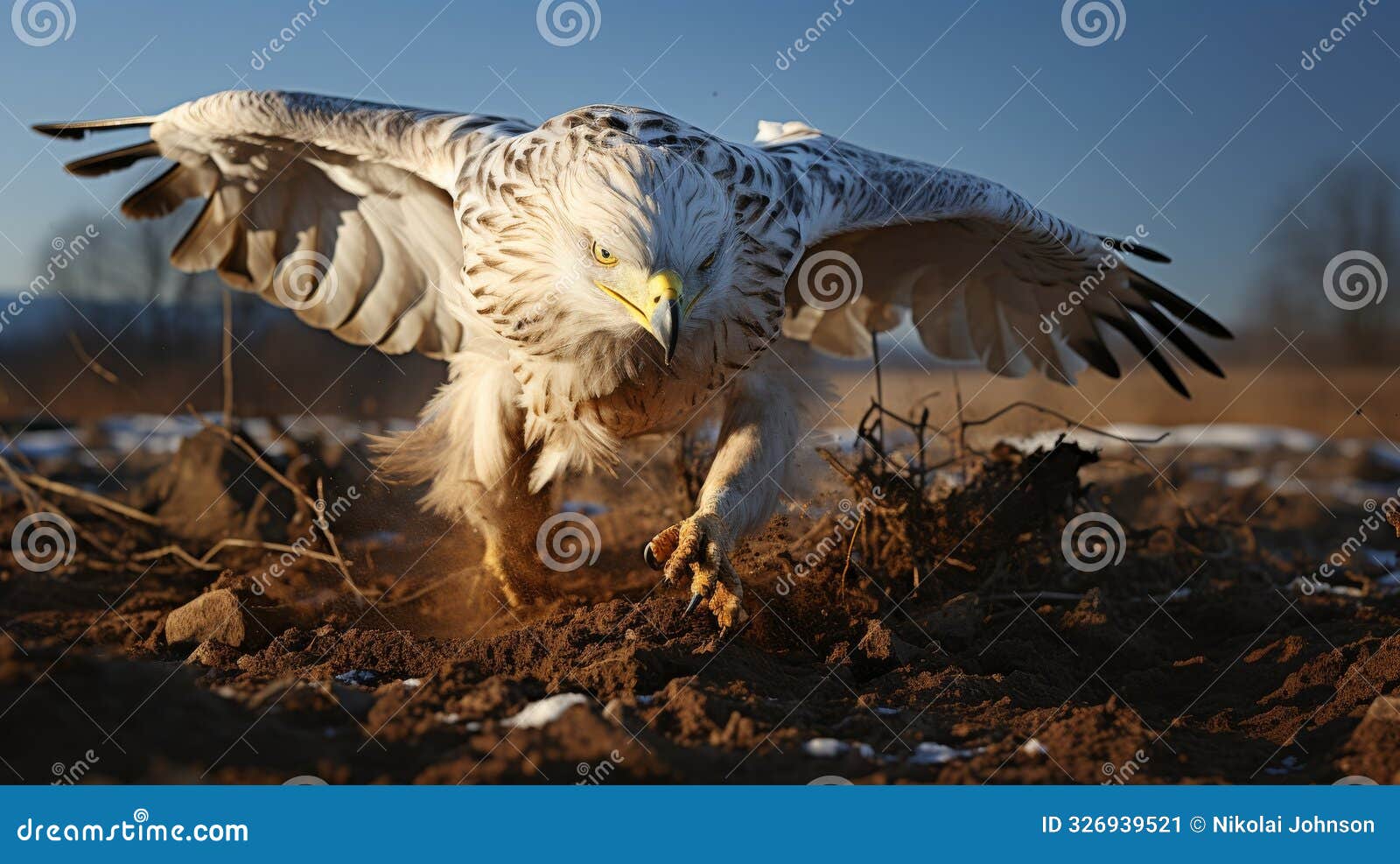 Focused Hawk in Flight Graceful Predator Ready To Hunt with Sharp ...
