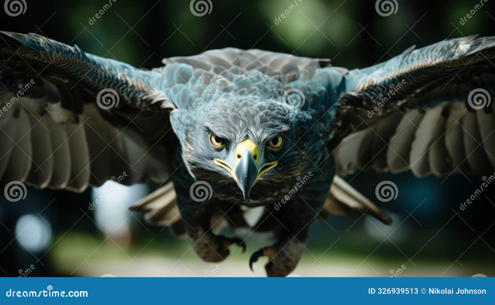 Focused Hawk in Flight Graceful Predator Ready To Hunt with Sharp ...