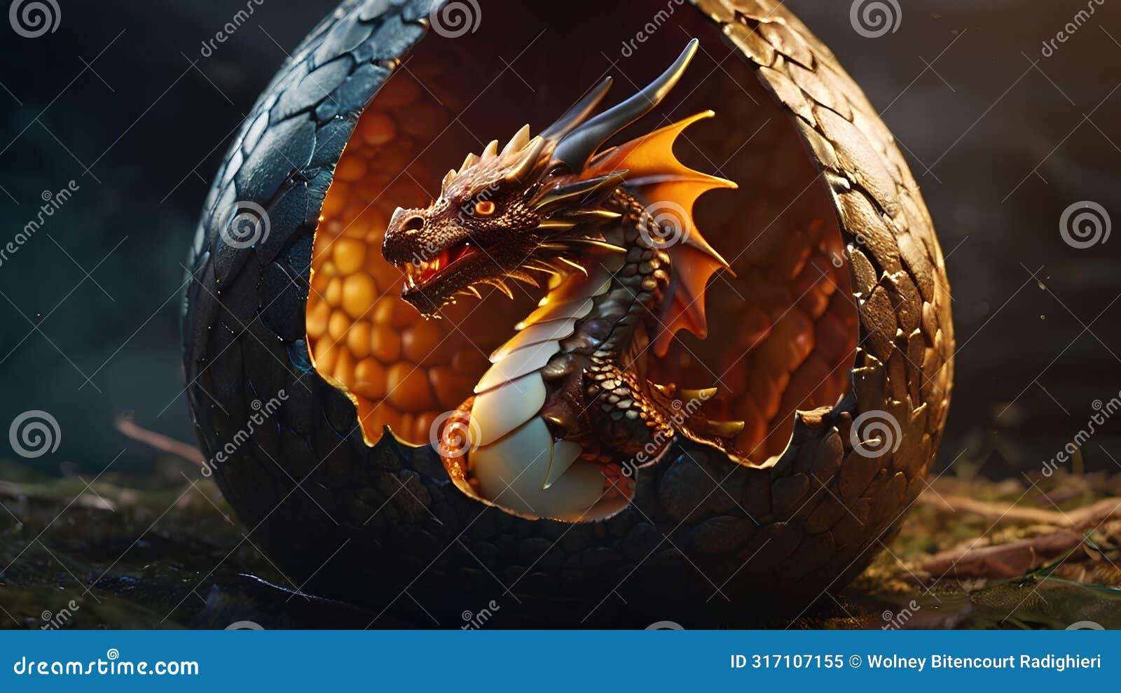 Focused Image of a Dragon Hatching from Its Egg 5 Stock Illustration ...