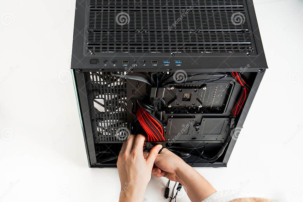 Person Expertly Installing Multiple Hardware Components into a Sleek ...