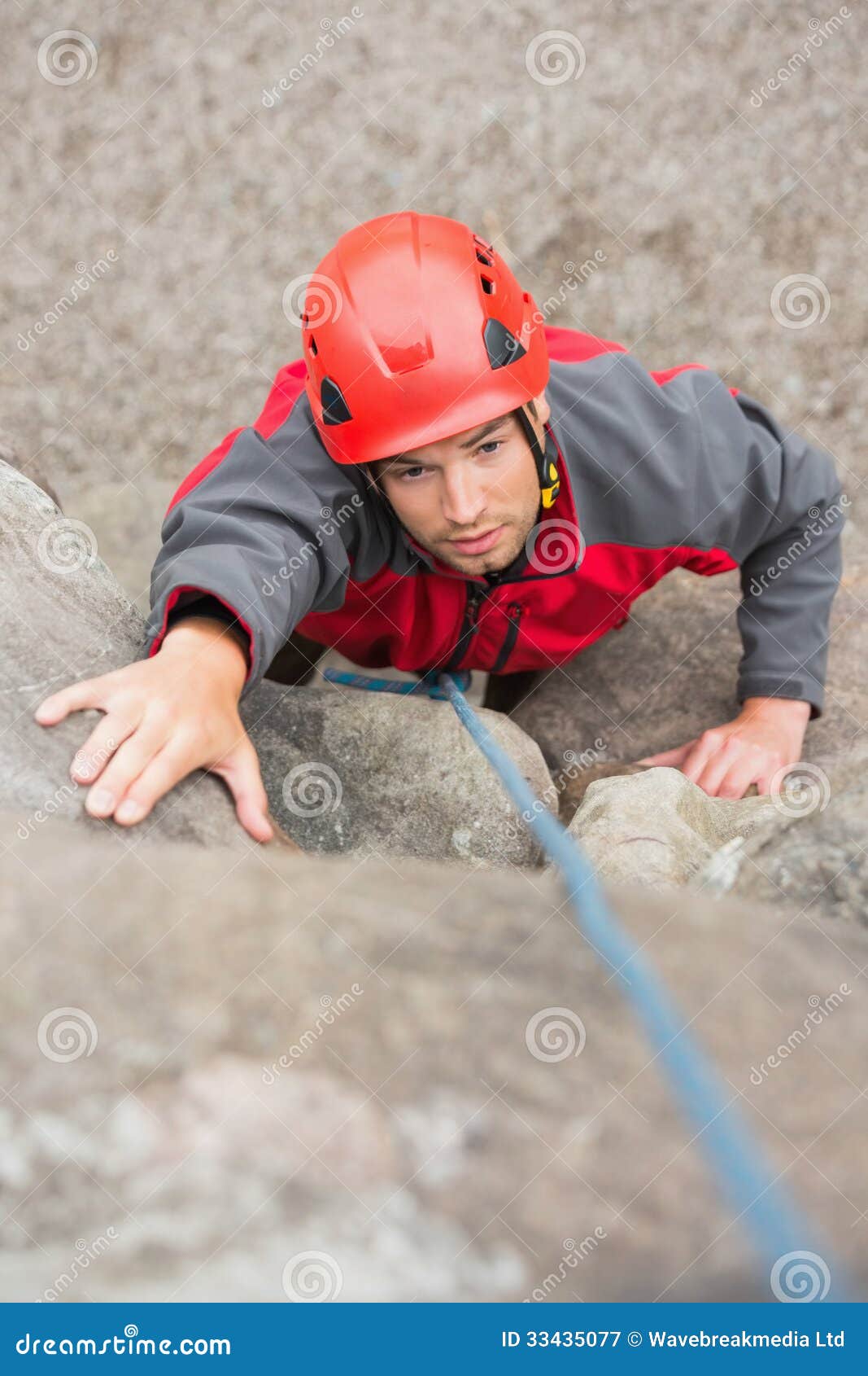 Focused Man Climbing Rock Face Stock Image - Image of healthy, handsome ...