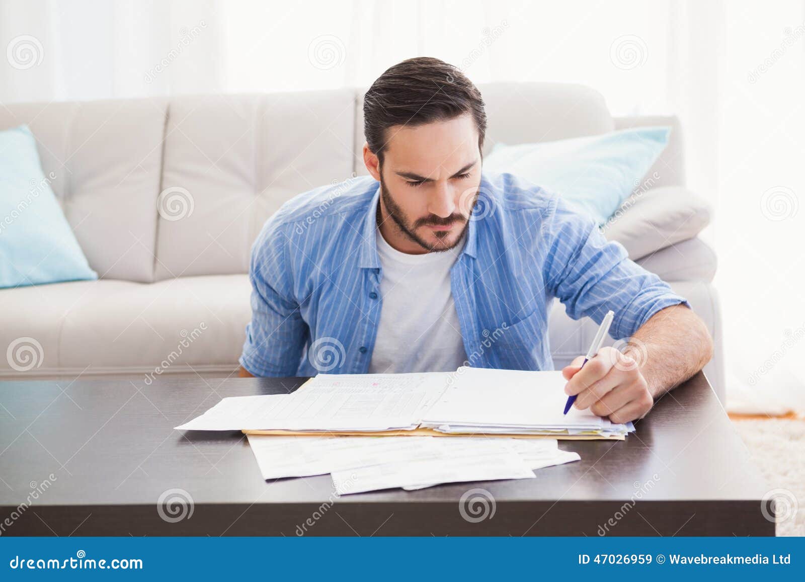 Focused Man Paying His Bills Stock Image - Image of leisure, life: 47026959