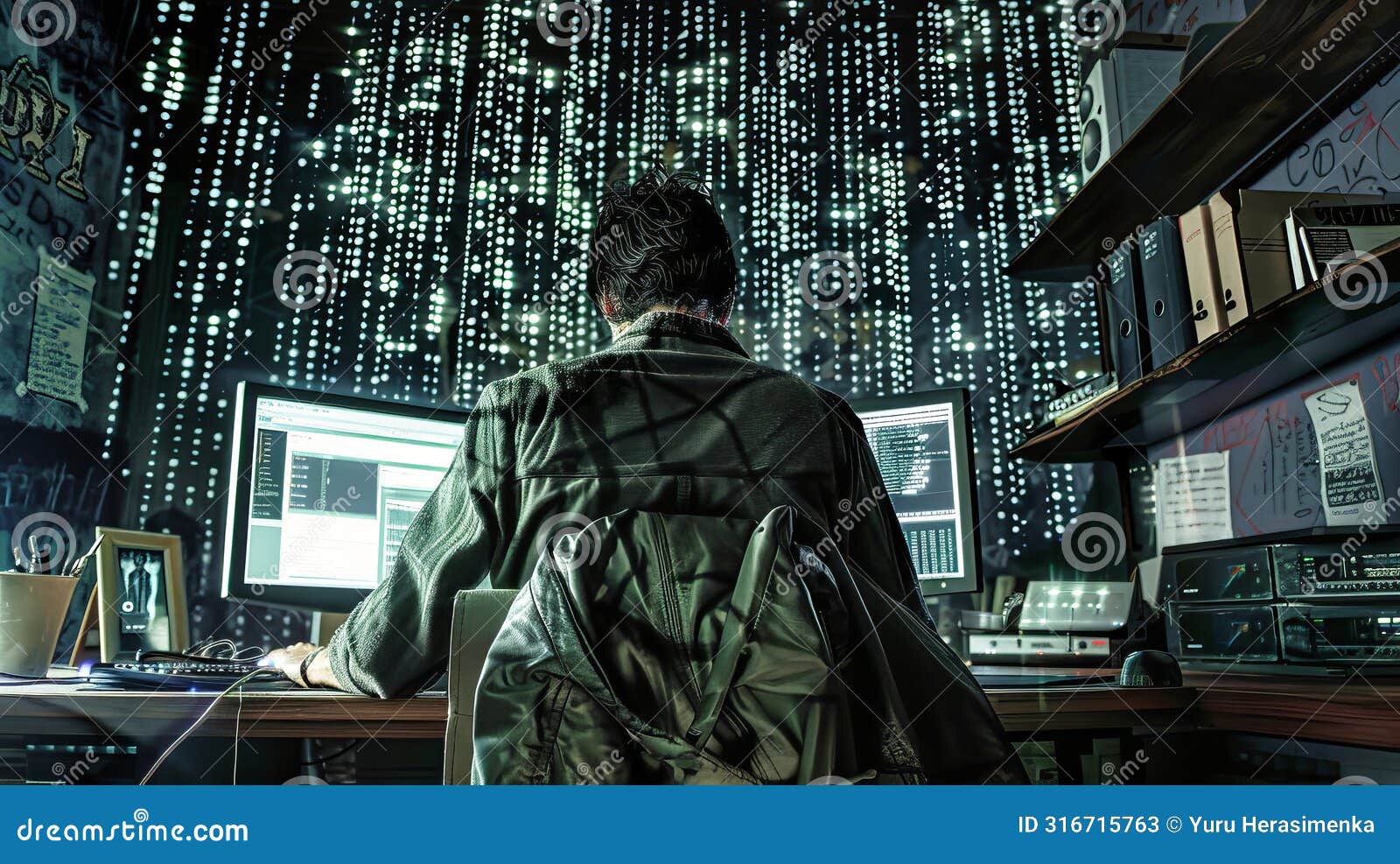 A Focused Man Sitting at a Desk, Showcasing Intense Concentration while ...