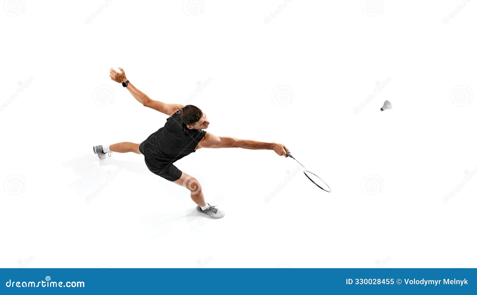 Focused and Motivated Man, Badminton Player Training, Playing with ...