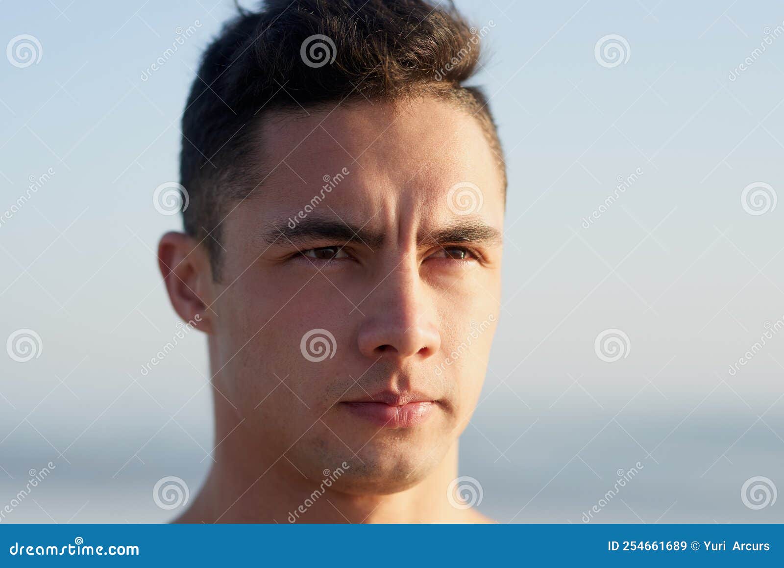 Focused on Moving Forward. a Handsome Young Man at the Beach. Stock ...