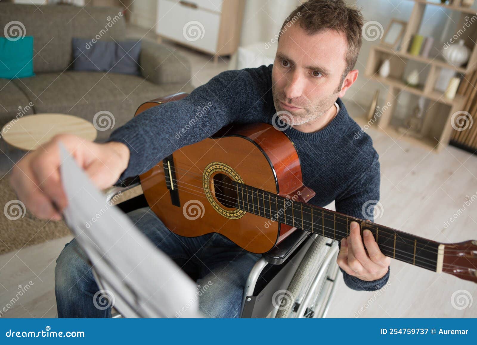 Focused Musician Playing Guitar Stock Image - Image of problem, music ...