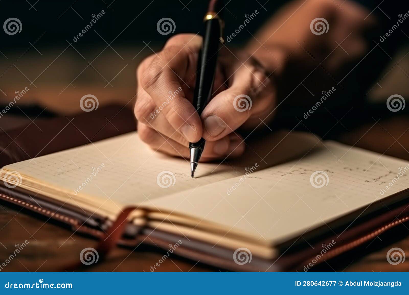 Focused Note-taking, Close-up of Man S Hand Writing in His Notebook ...