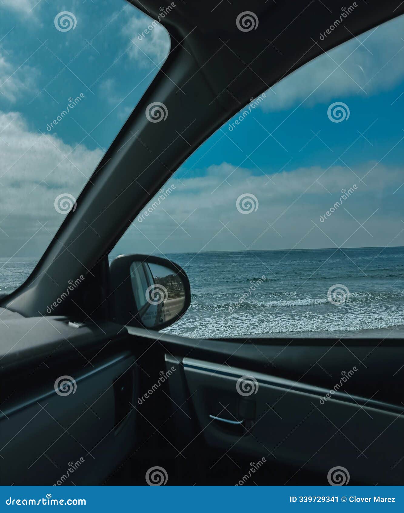Focused Ocean View from Inside a Car Stock Image - Image of cloud ...