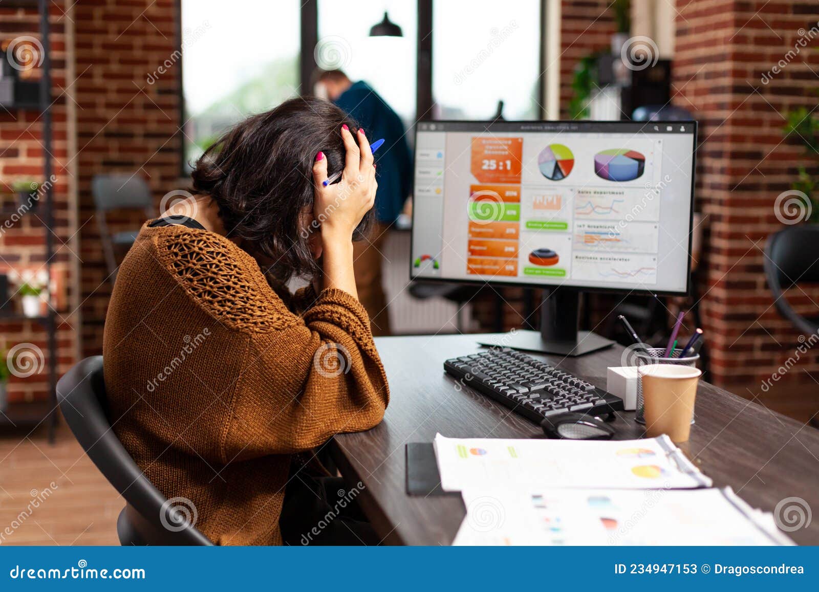 Focused Pensive Executive Manager Thinking at Management Solution ...