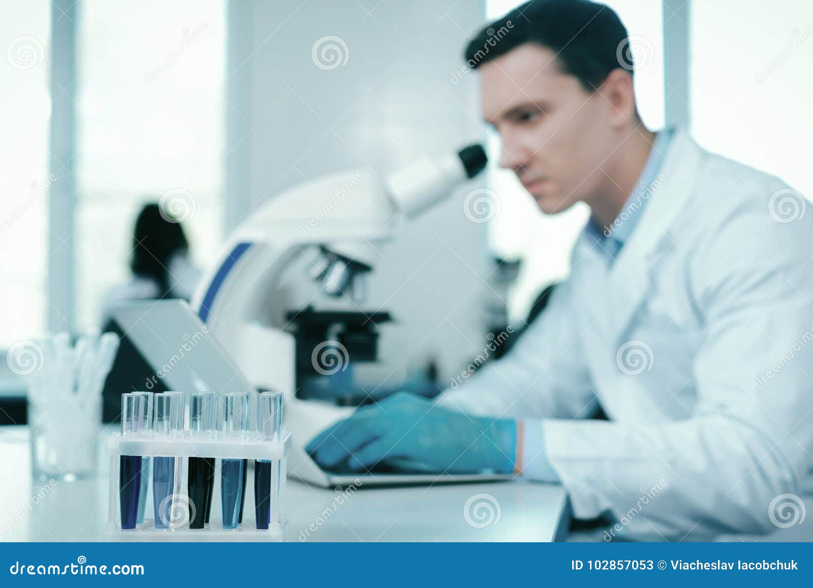 Focused Photo on Test Tubes that Standing on the Support Stock Image ...