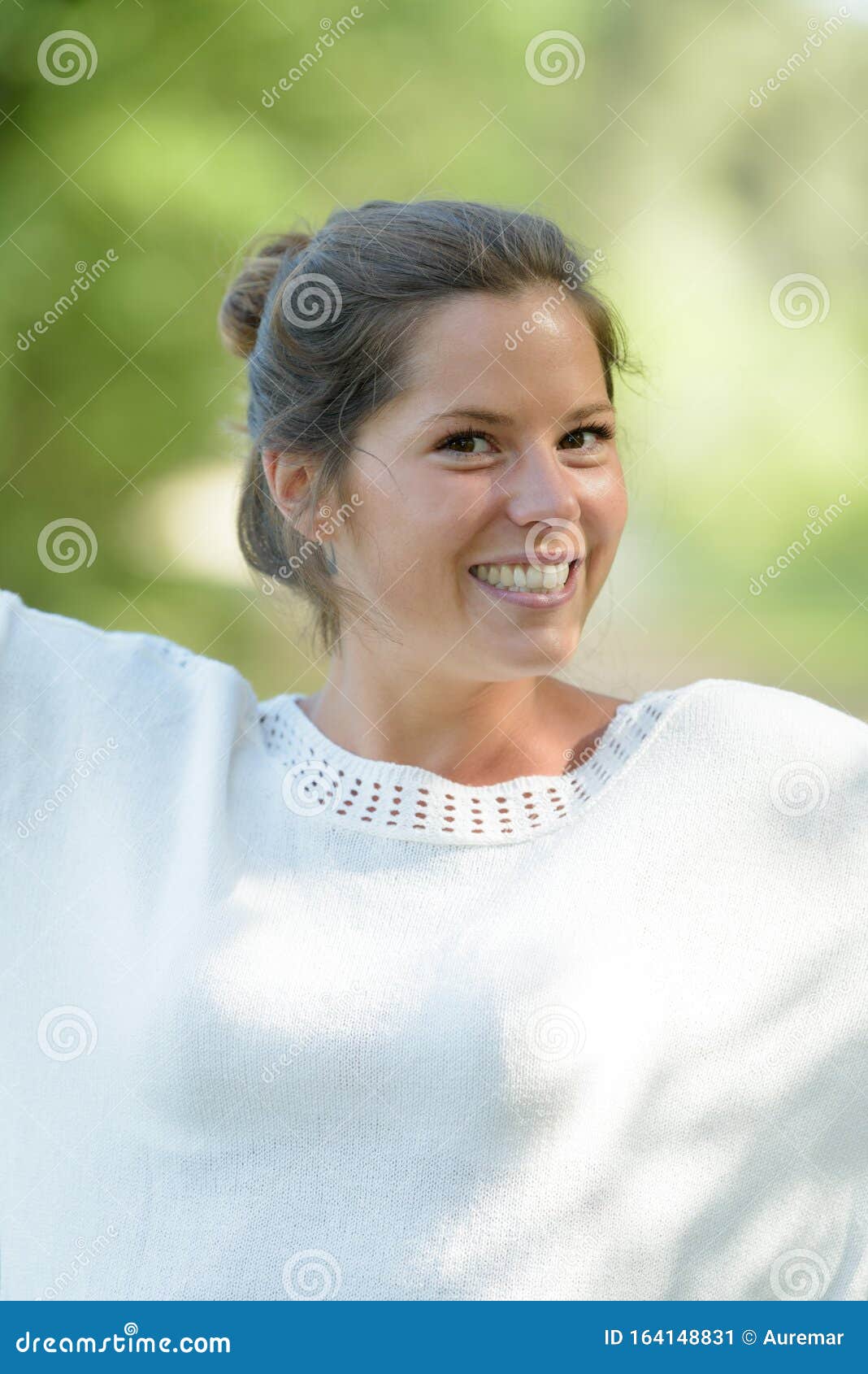 Focused Picture Woman Smiling Stock Image - Image of freedom, sunlight ...