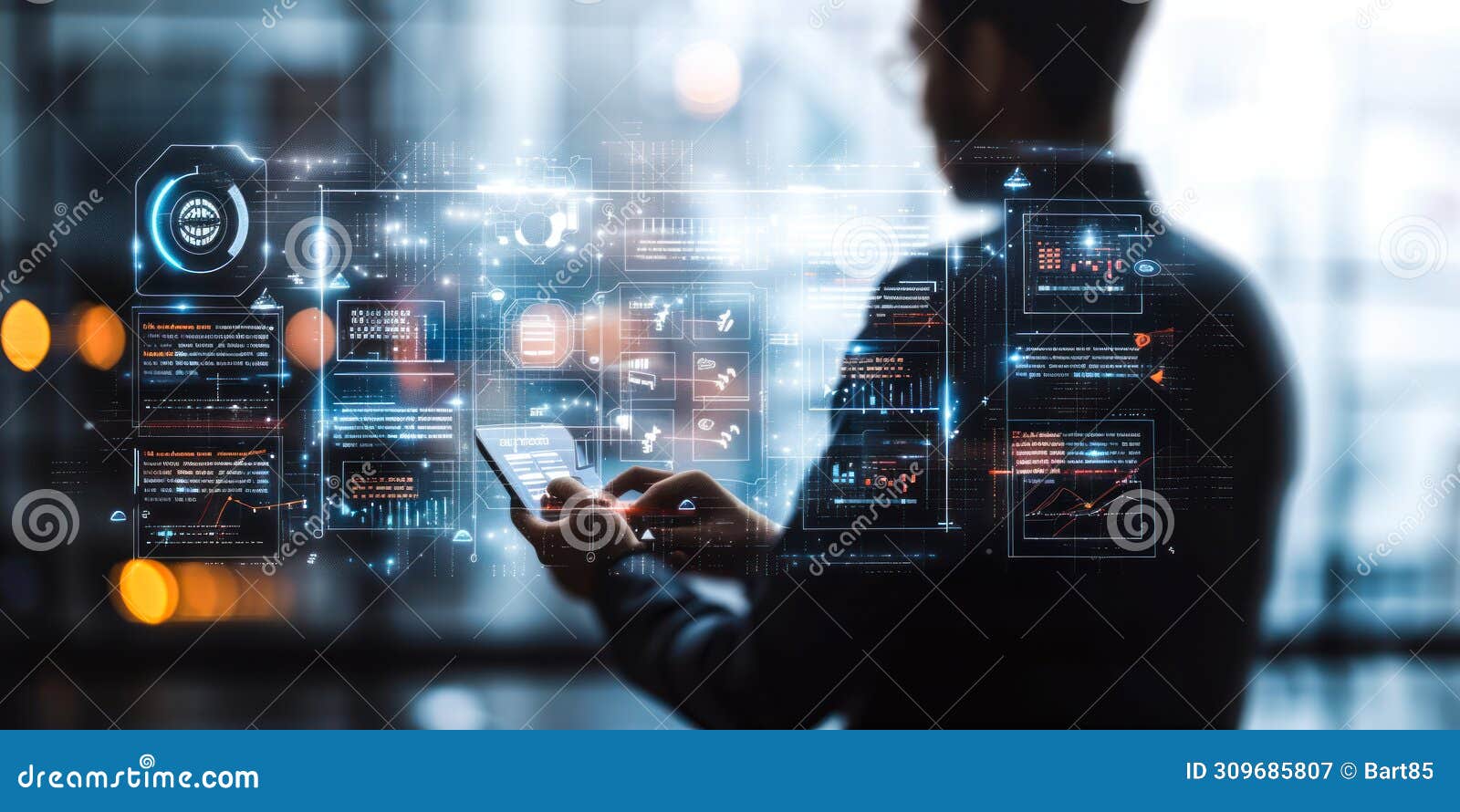 Focused Professional Completing Tasks on a High-tech Virtual Checklist ...