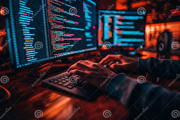 Focused Programmer Deep in Thought, Developing Innovative Solutions ...