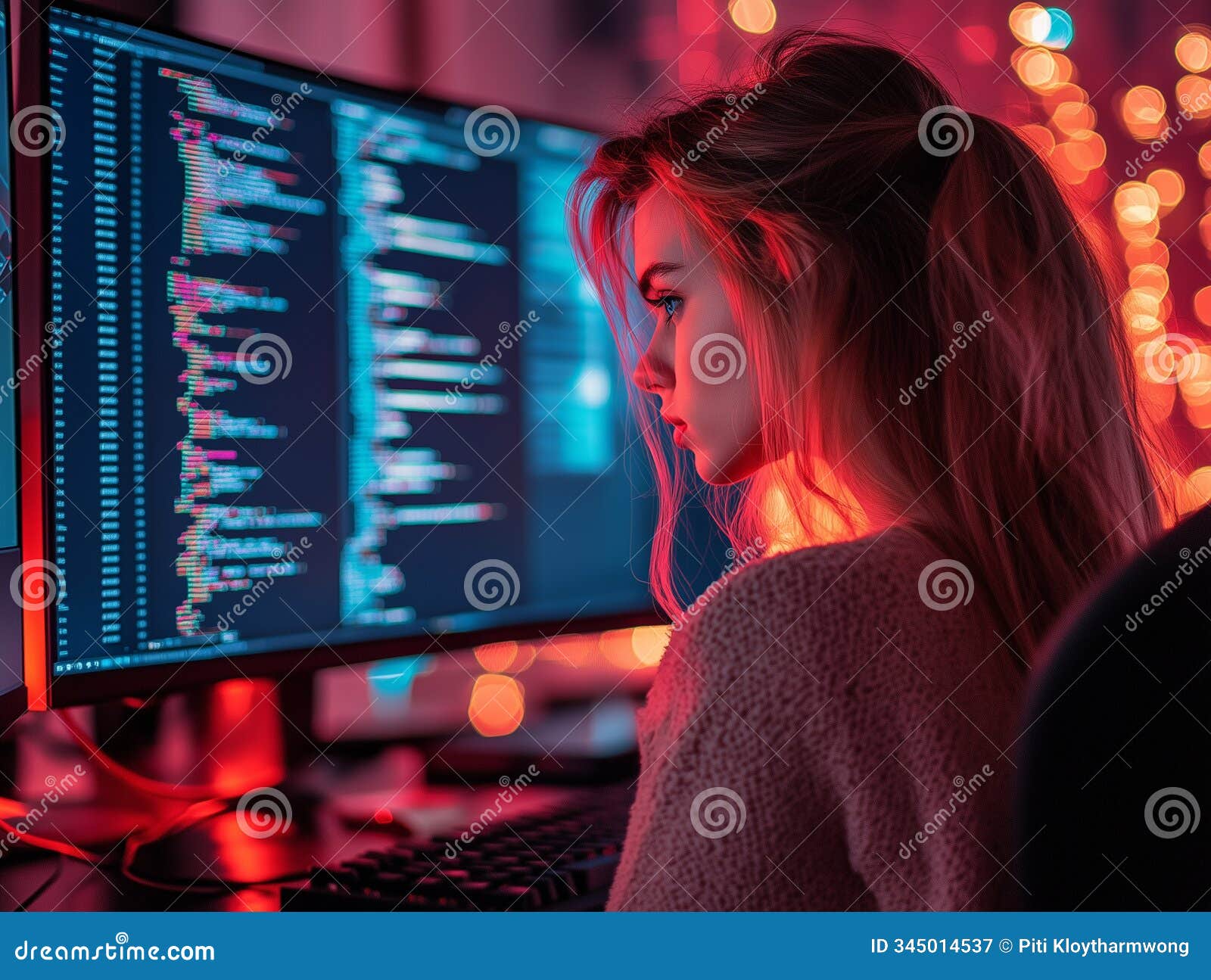 Focused Programmer at Work stock illustration. Illustration of large - 345014537
