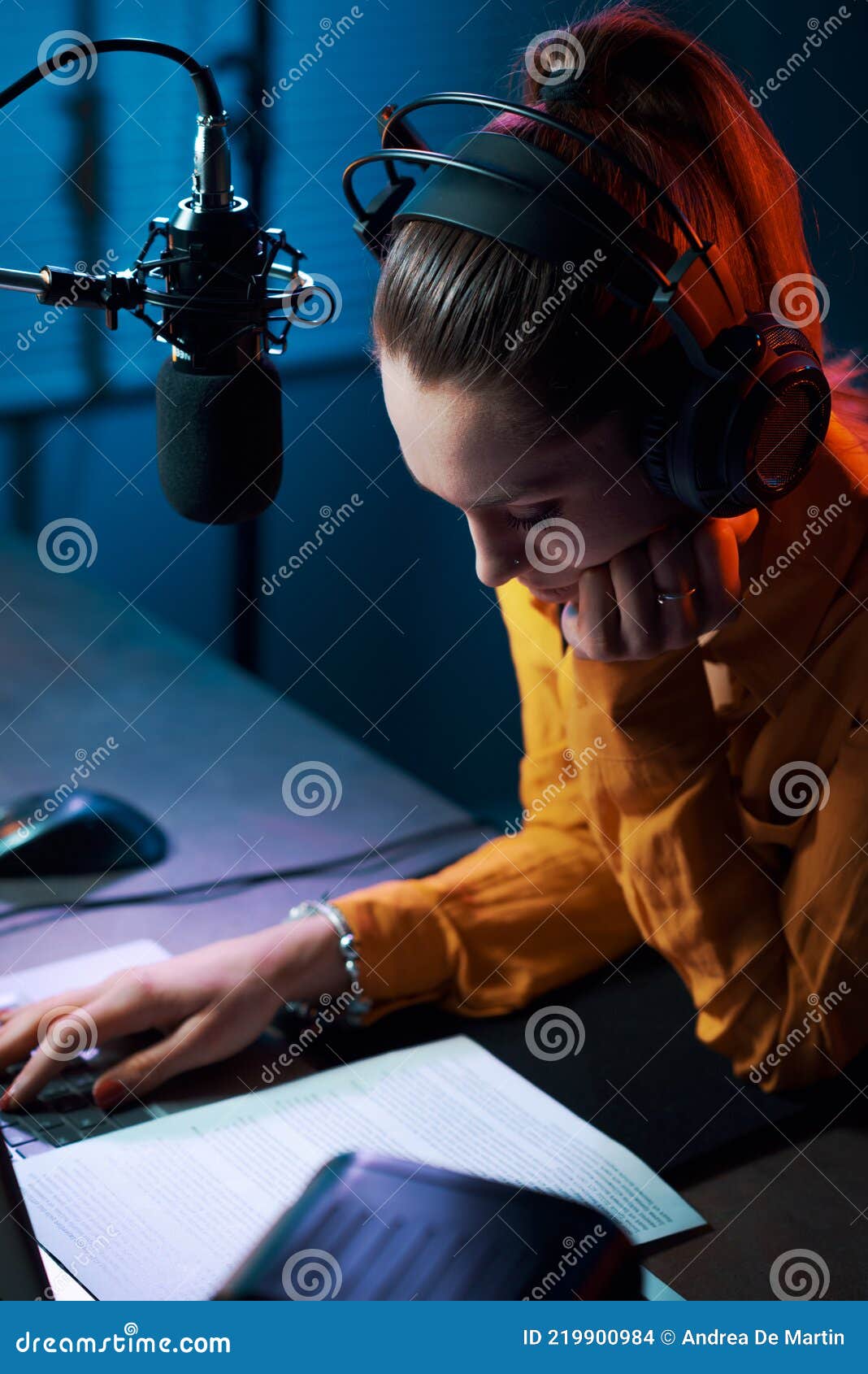 Professional Radio Host Working in the Studio Stock Photo - Image of ...