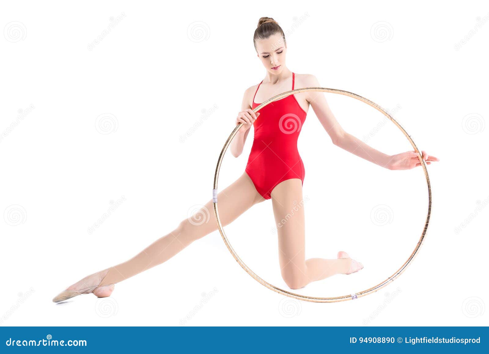 Focused Rhythmic Gymnast Training with Hoop Stock Photo - Image of ...