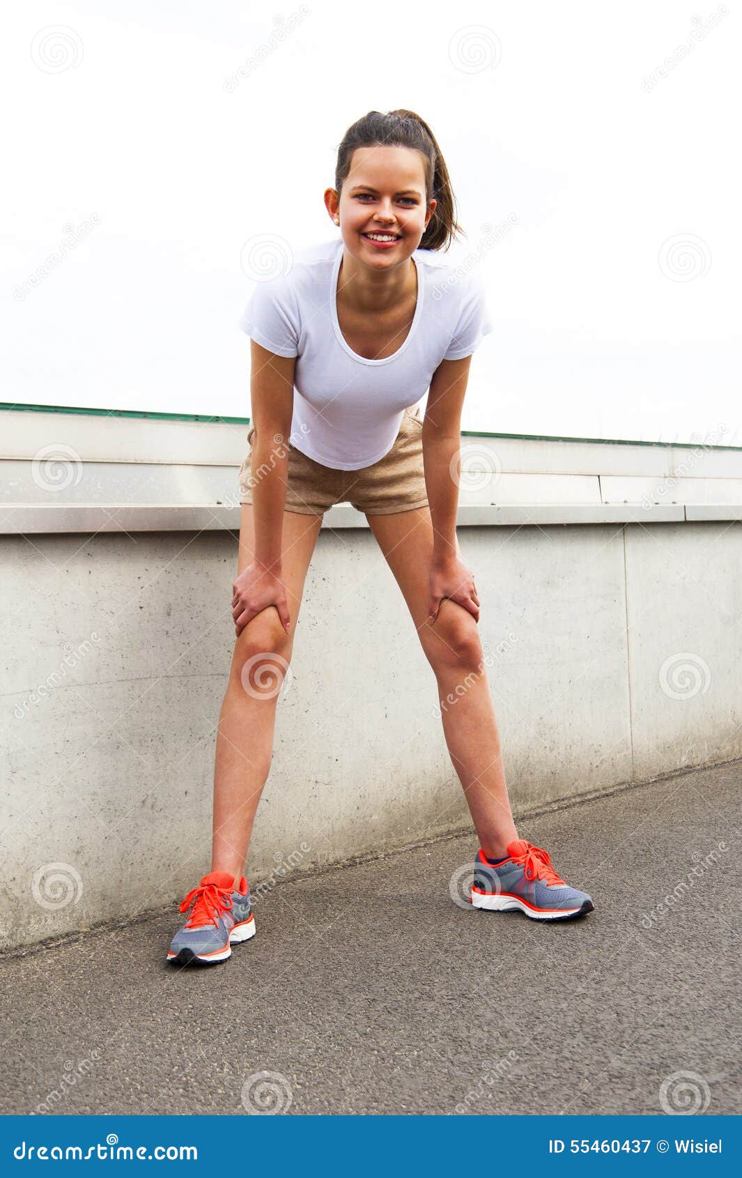Focused Runner Outdoors Resting with Big Smile. in the City. Stock ...
