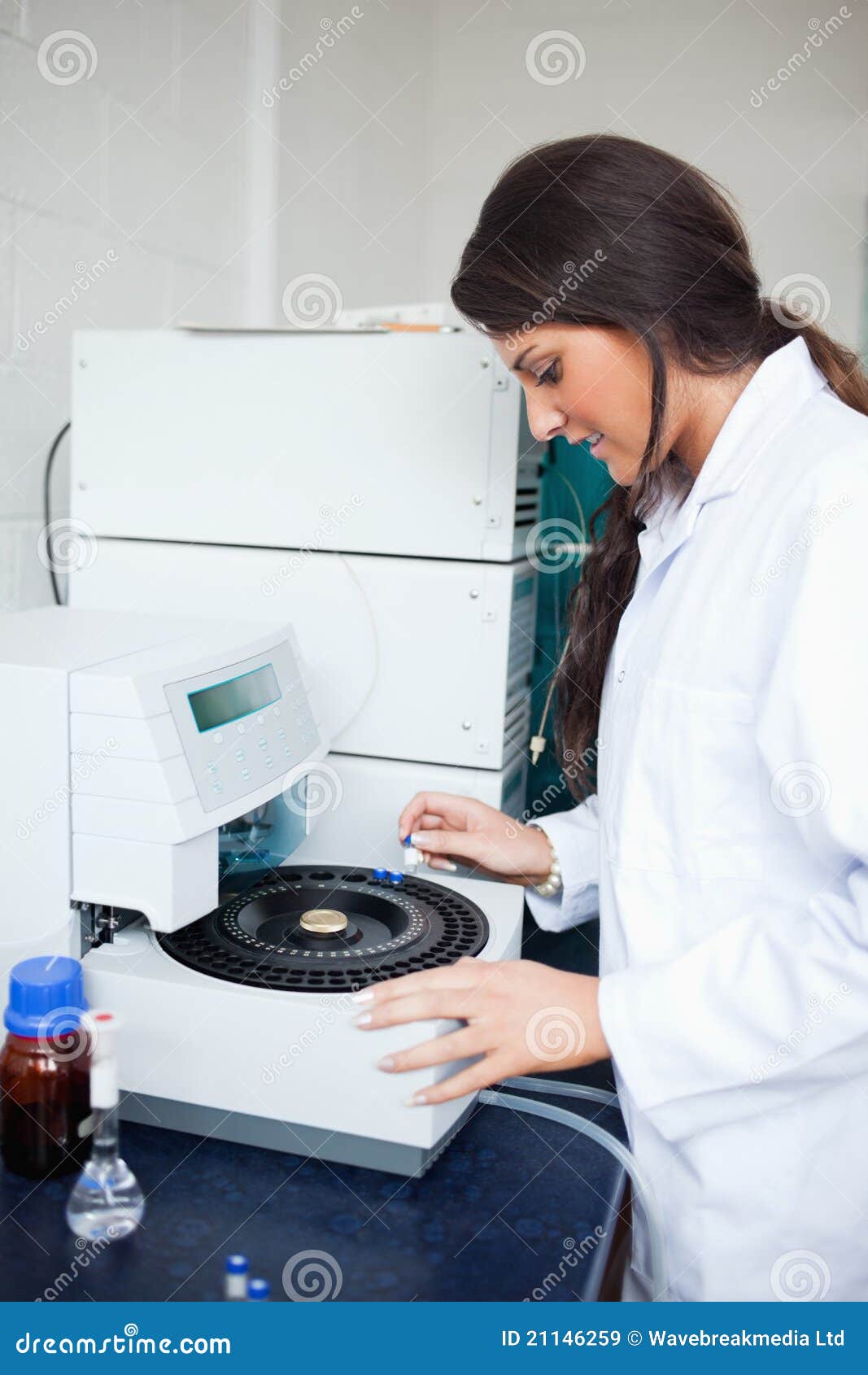 Focused Scientist Using a Centrifuge Stock Image - Image of molecule ...