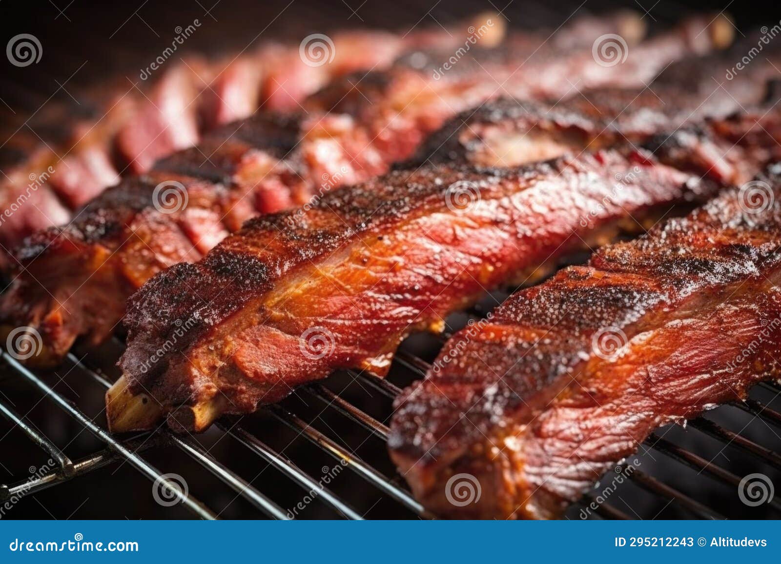 Focused Shot of Smoked Ribs with Visible Grill Marks Stock Illustration ...