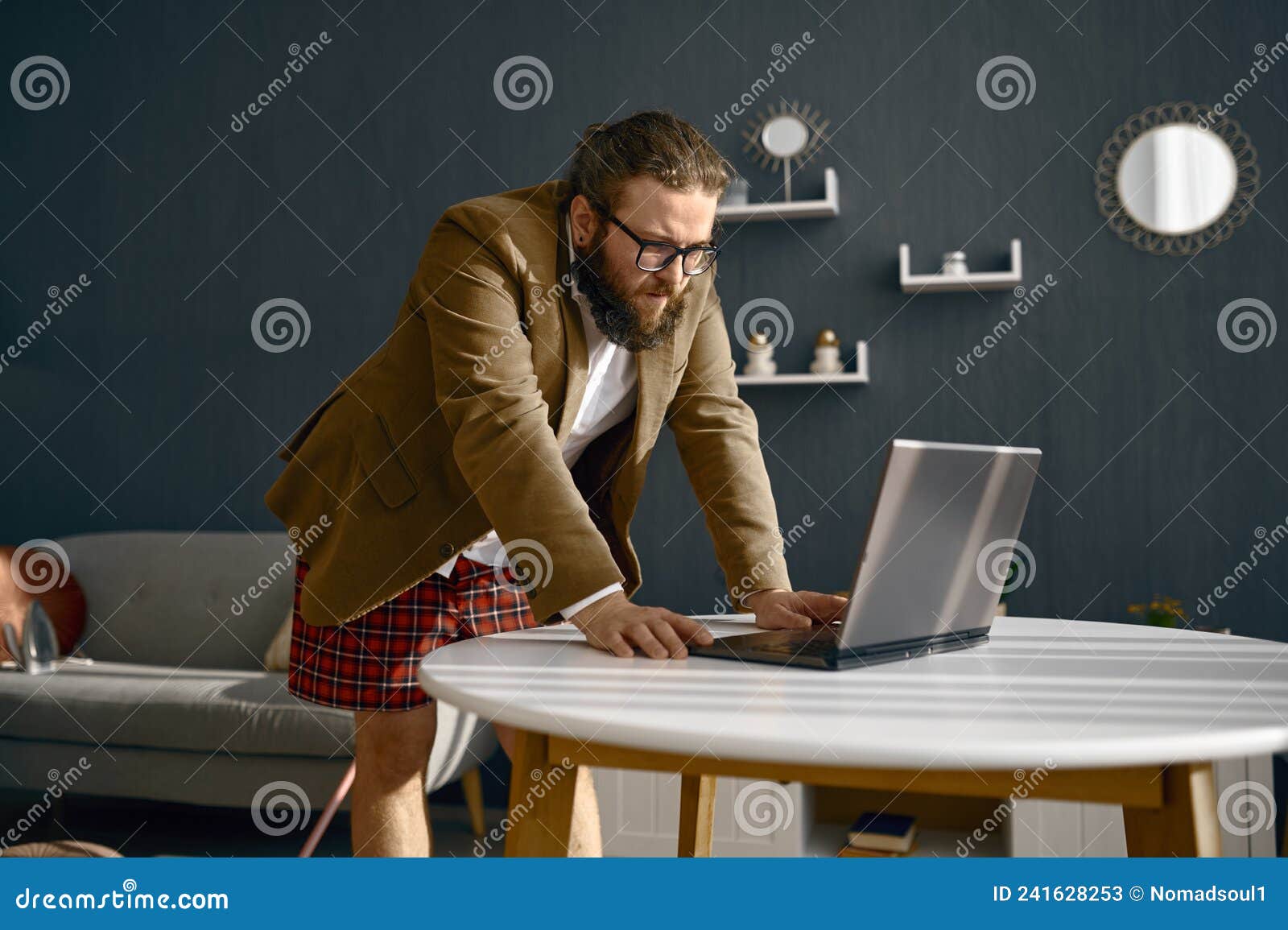 Focused Smart Nerd Expert Working Online Stock Image - Image of working ...