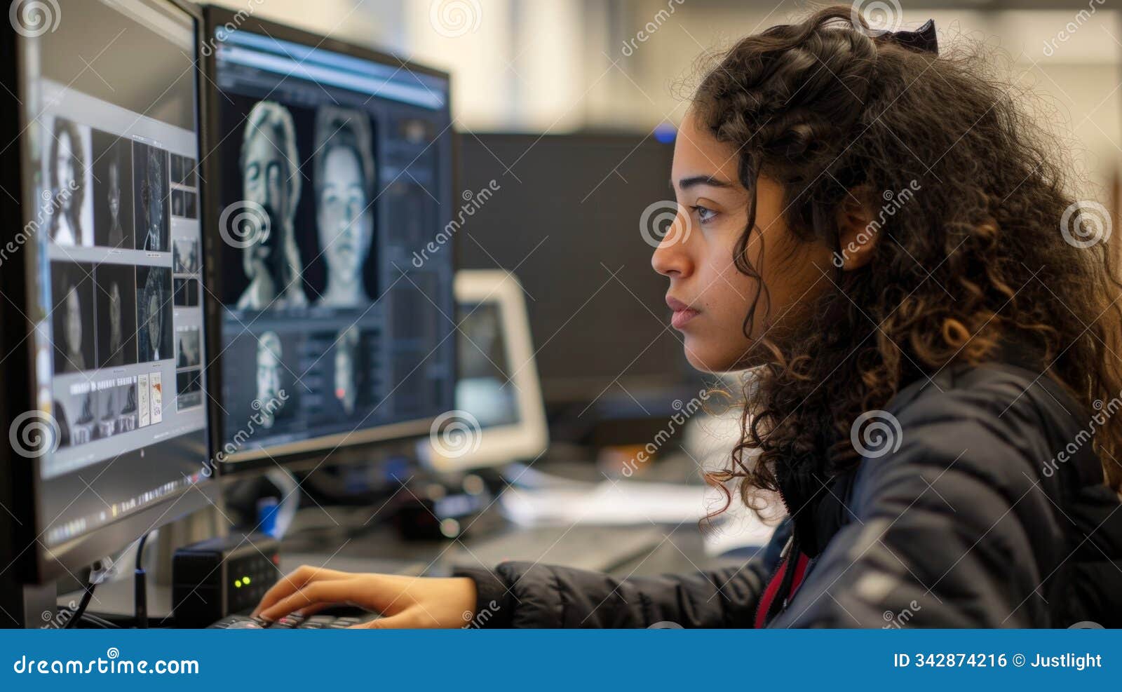 Computer Science Student Developing Facial Recognition Software on ...