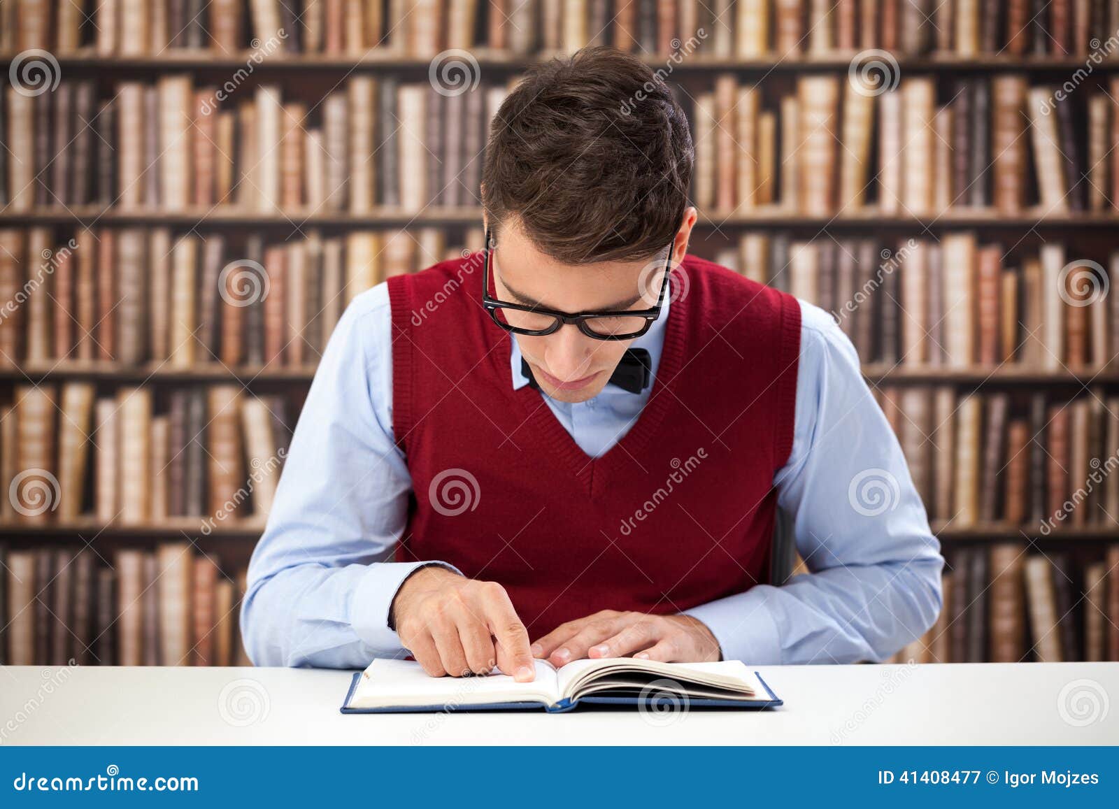Focused Student Reading Book Stock Image - Image of book, literature ...