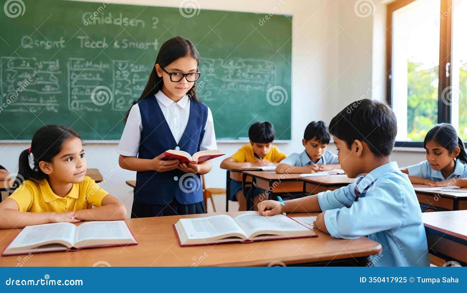 Focused Students Engaged in Classroom Learning Stock Illustration ...