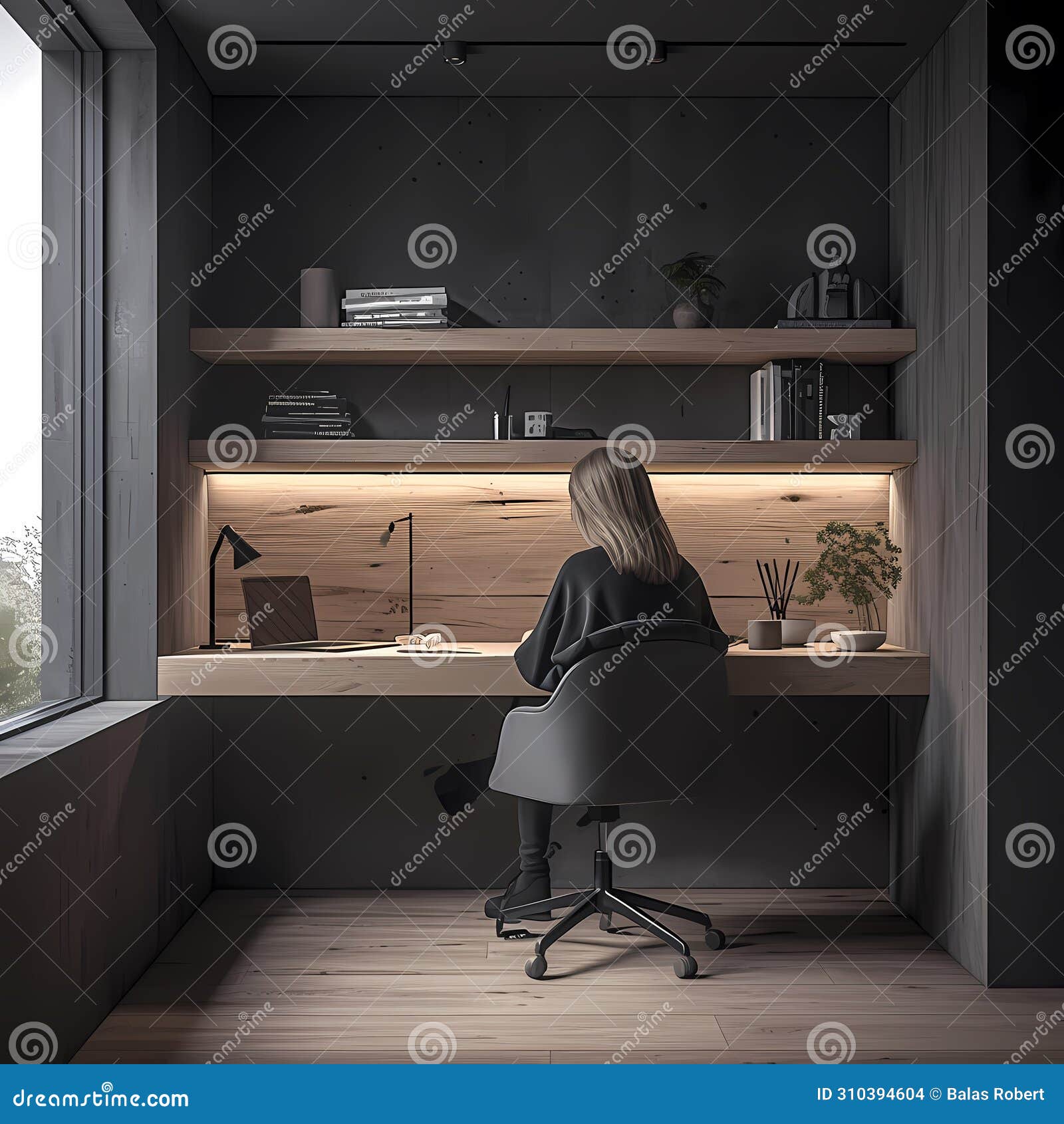 Focused Workplace - Inspiring Office Environment Stock Illustration ...