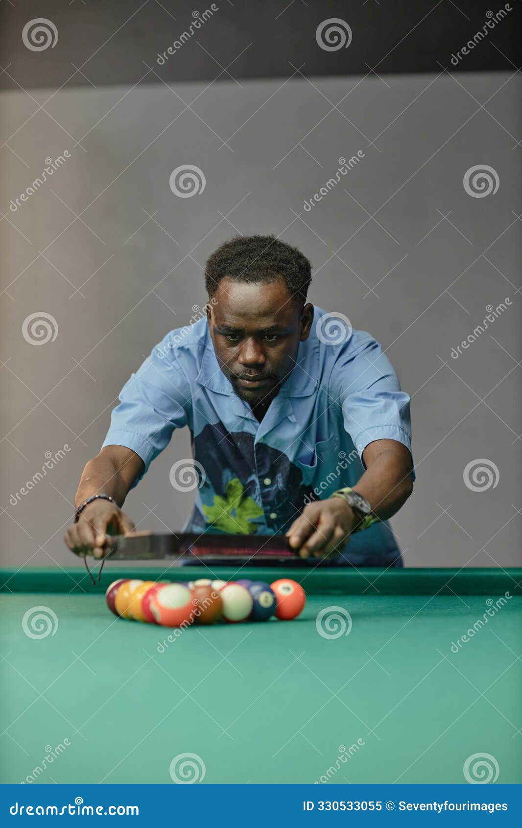 Focusing on Aligning Pool Balls for Precise Shot Stock Image - Image of ...