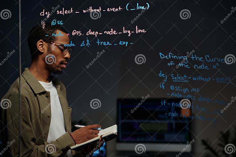 Focusing on Programming with Complex Code on Screen Stock Image - Image ...