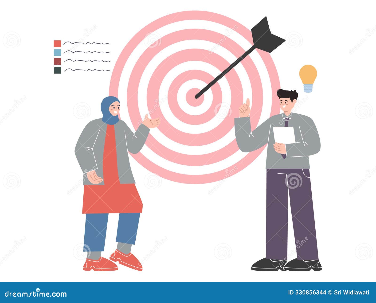 Focusing On Target And Business Challenge Objective Tiny Person Concept ...