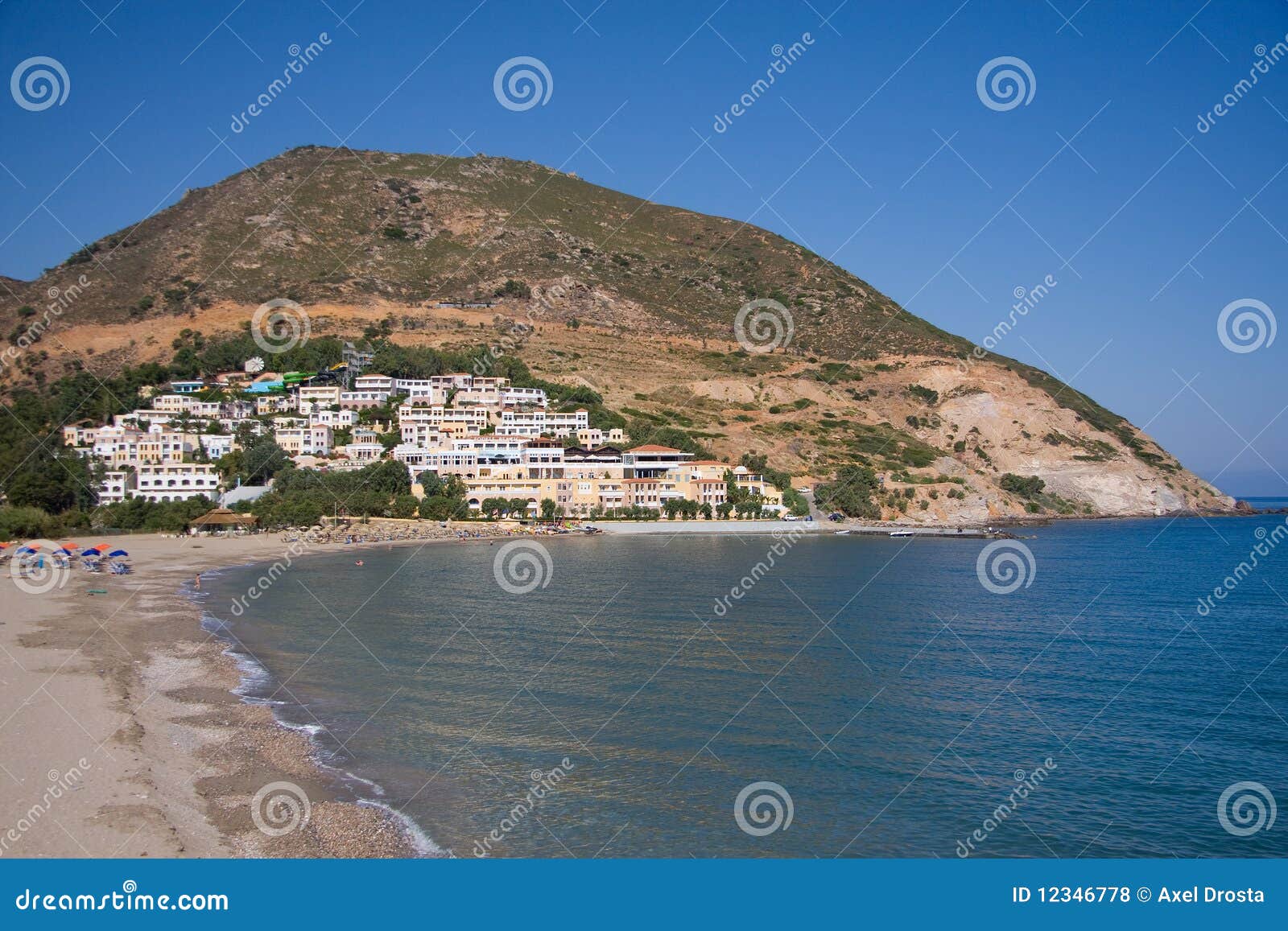 Fodele village and beach stock photo. Image of hillside - 12346778