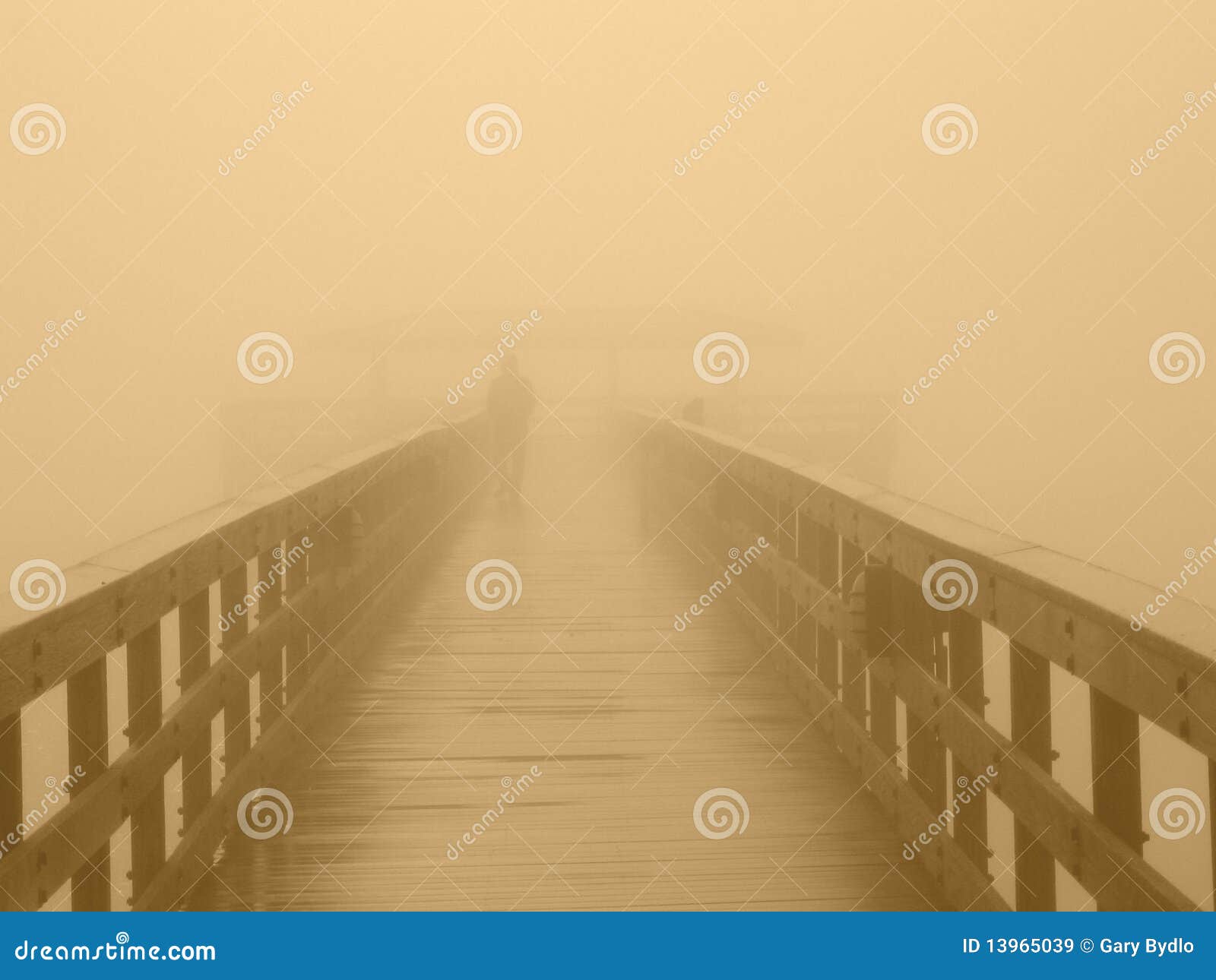 Into the Fog stock image. Image of bridge, pier, sepia - 13965039
