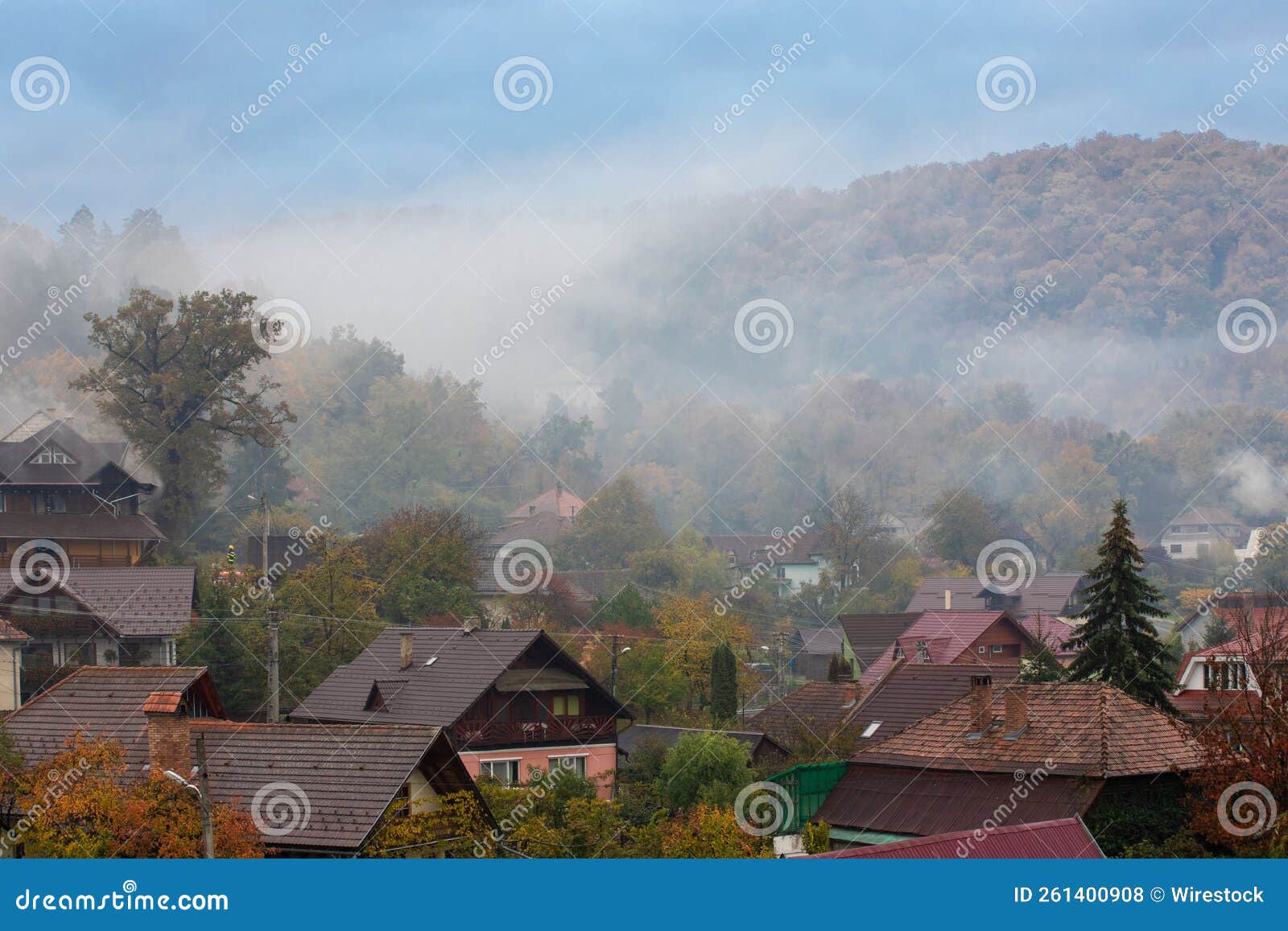 Fog Above the Village in the Morning Stock Photo - Image of landscape ...