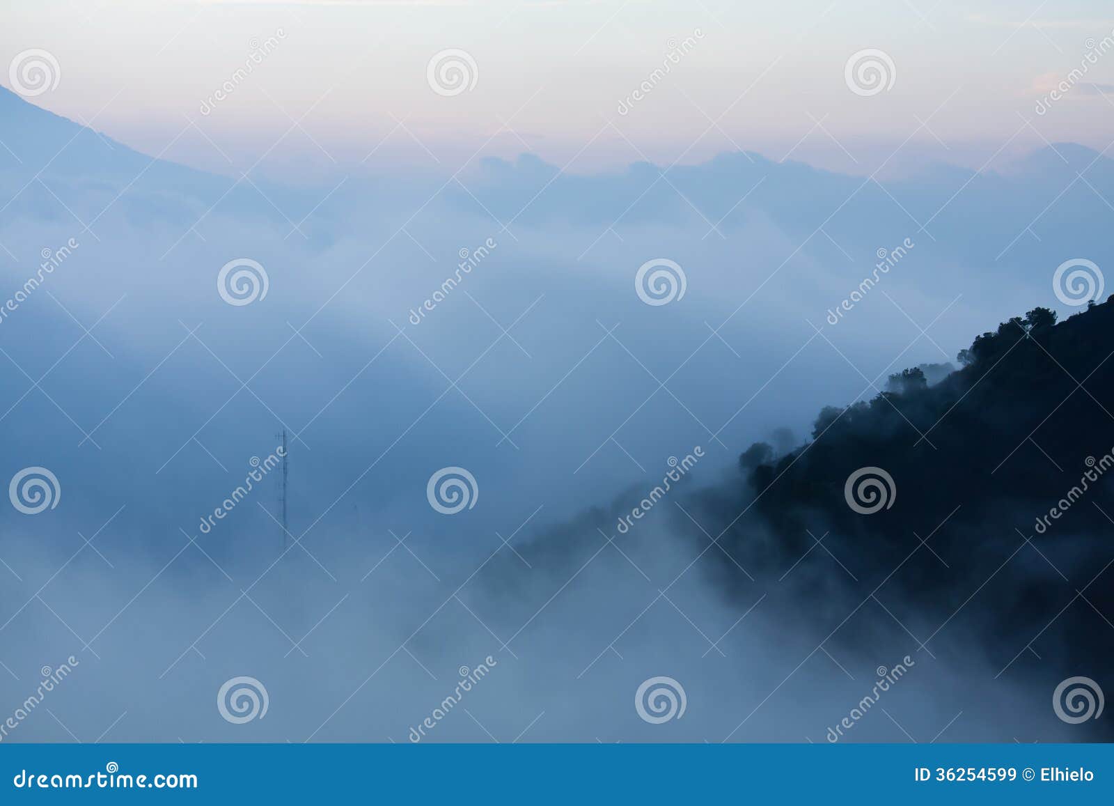 Fog Approaching Volcano Slopes Stock Image - Image of travel, dawn ...