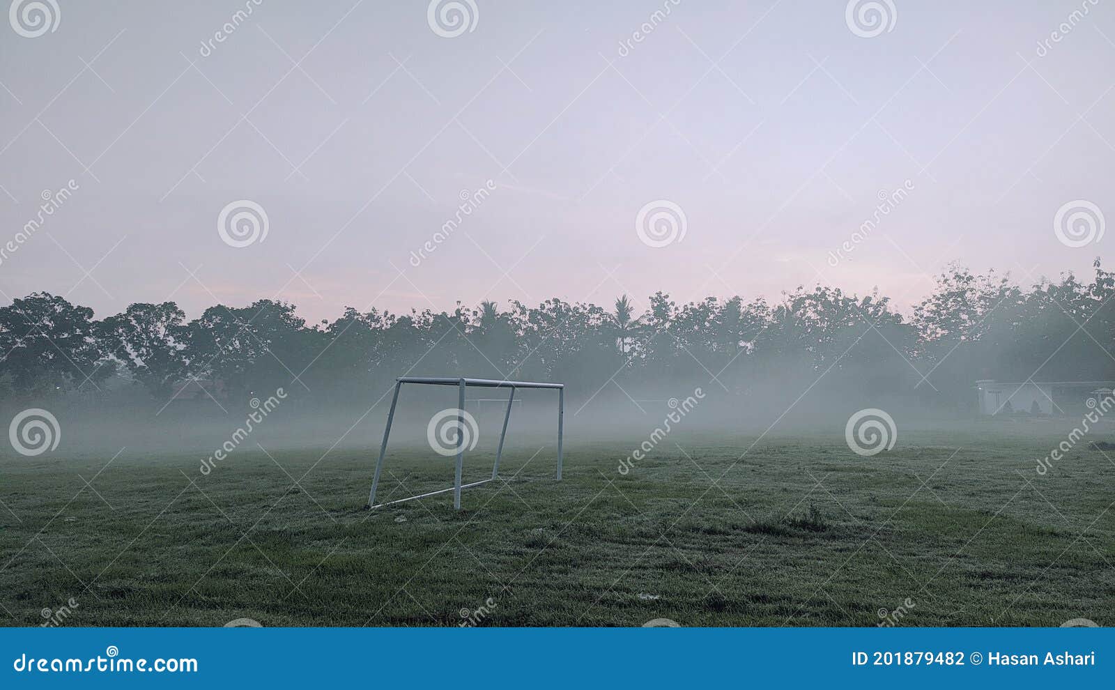 Fog Around the Soccer Field in the Morning Stock Photo - Image of ...